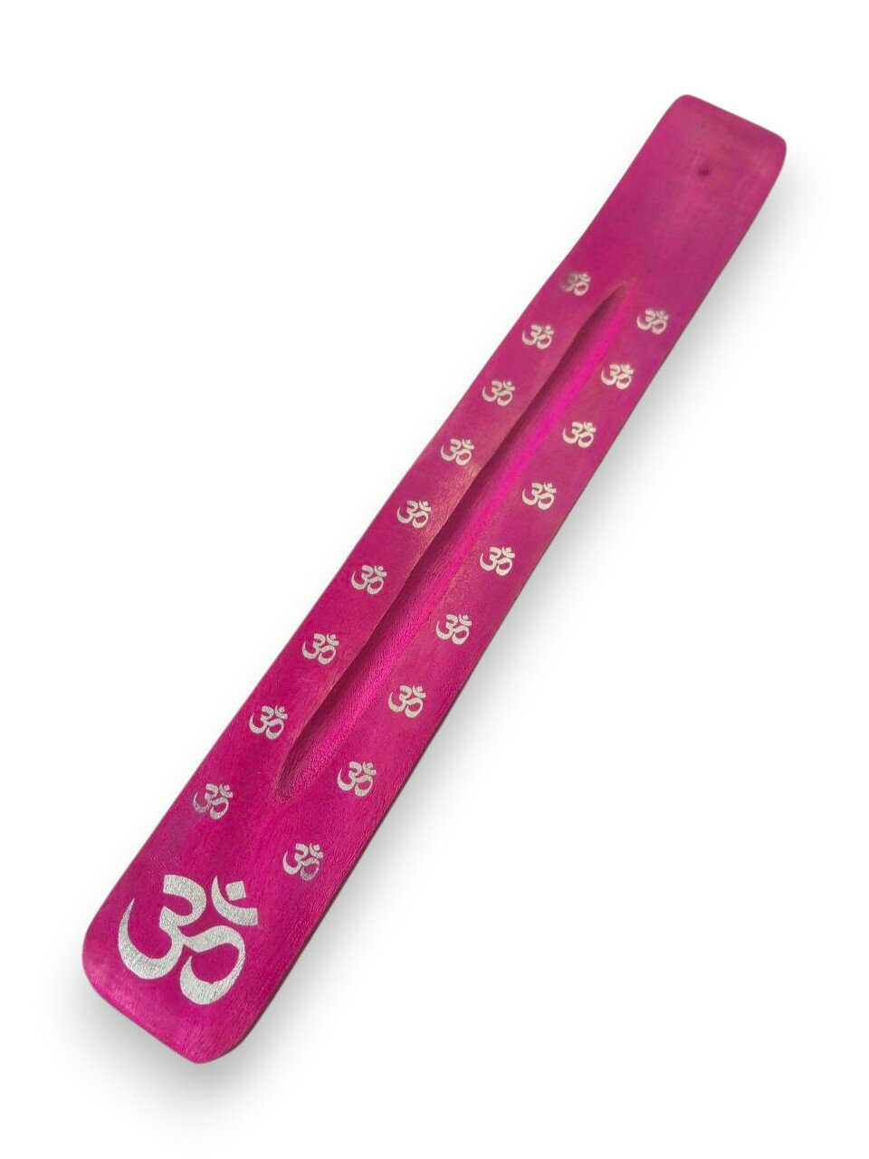 Подставка под благовония лыжа розовая С омкарой (дерево, 25 см.), 1 шт.