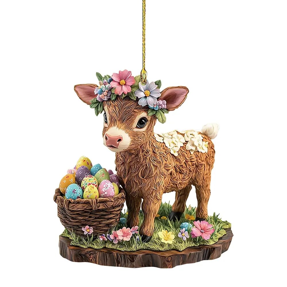 Очаровательные подвески в виде коровки и кролика для автомобиля и интерьера, милые детские украшения для салона машины или детской комнаты, нежный декор 2025