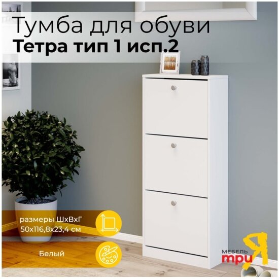 Обувница Трия Тетра Тип 1 Исп.2 Белый