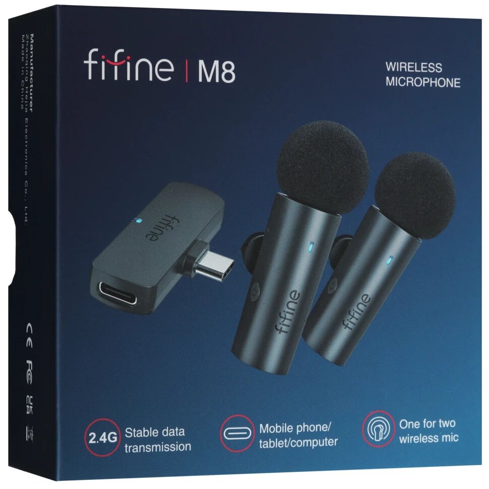 Радиосистема Fifine M8, беспроводной петличный микрофон, конденсаторный