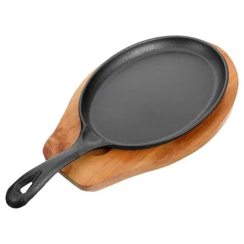 IKEA Сотейник чугунный для жарки на деревянной подставке, чугун, разноцветный