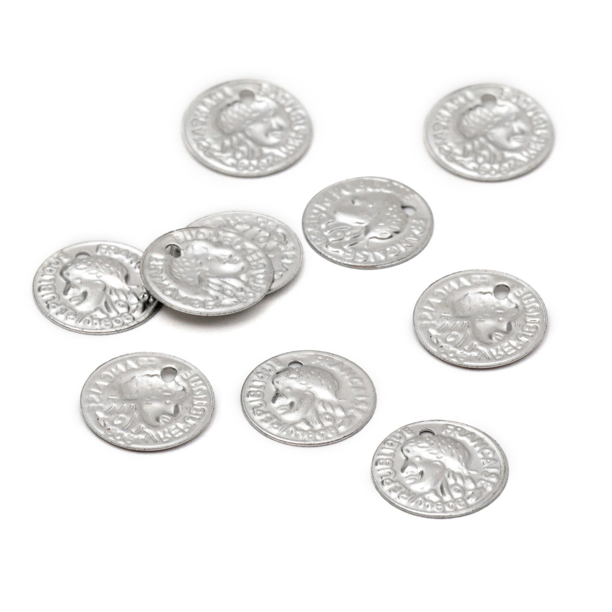 Подвеска «Монета римская» d=10 мм, набор 10 шт, цвет серебро