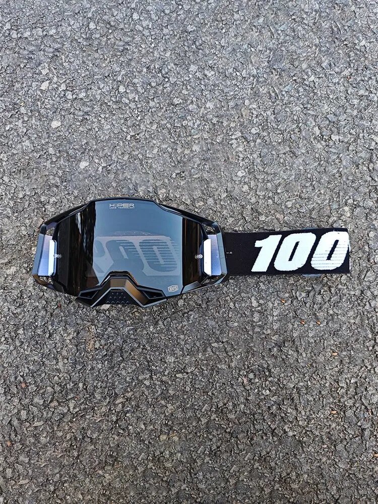 Мотоочки 100% Hiper черного цвета для мотокросса, эндуро и других видов спорта