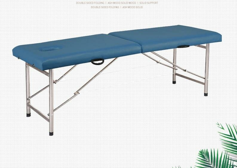 Складная массажная кровать с устойчивым металлическим каркасом, используемая для массажа и косметического ухода