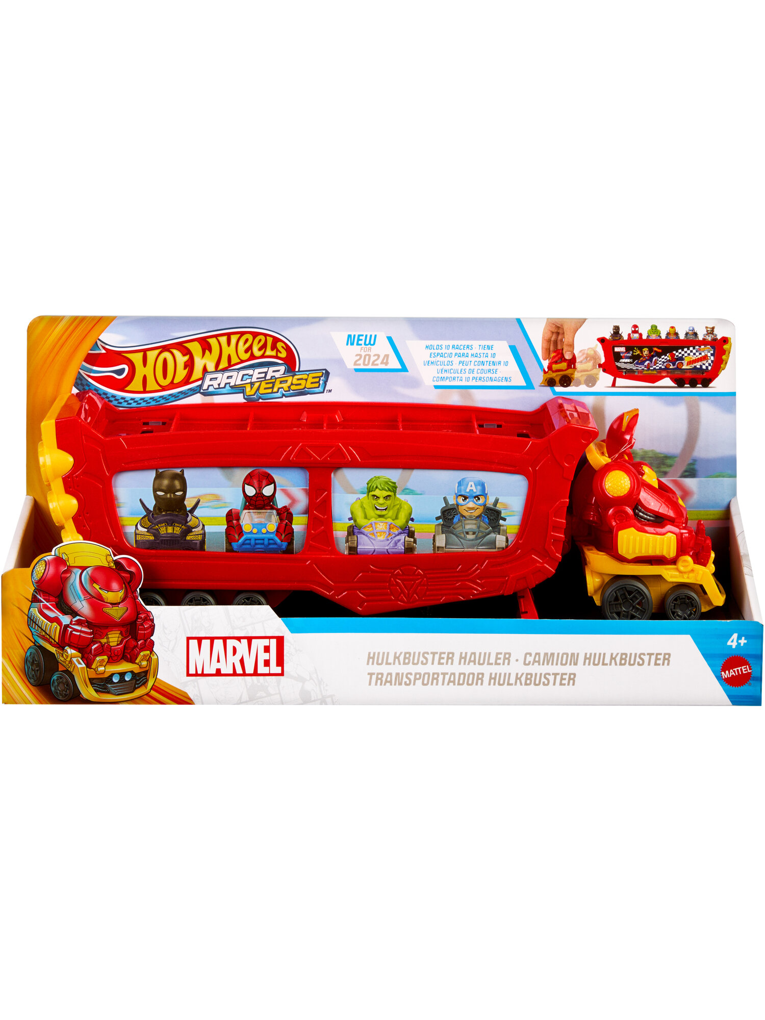 Грузовик Hot Wheels MARVEL TRAILER AUTO TRANSPORTER/2, красный, б/фигурок, 1:64, 32 см, HRY02