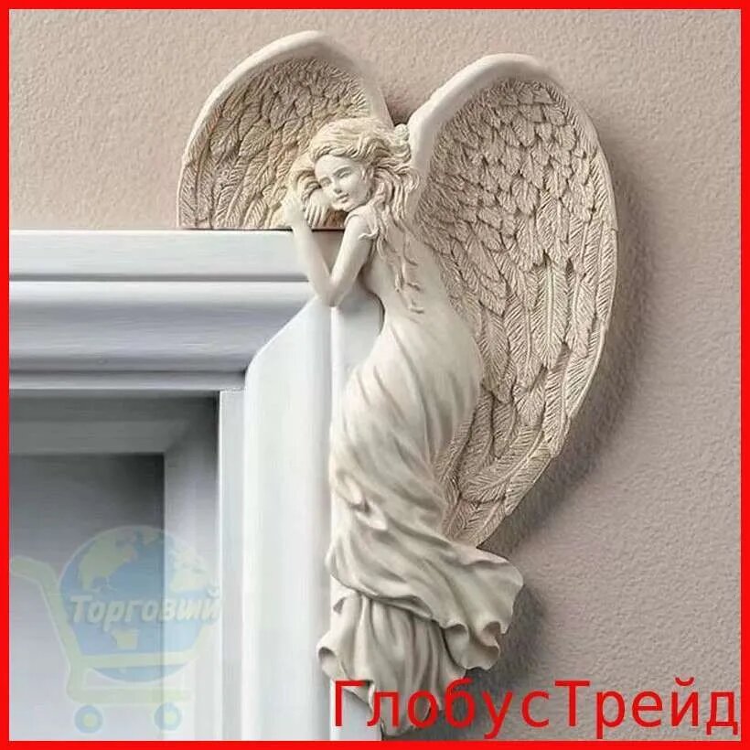 Декоративная фигурка Ангел для украшения двери, керамика, бежевый цвет, 1 шт. Интерьерное украшение из Китая