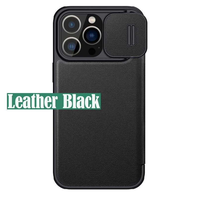 Кожаный чехол Nillkin Qin для iPhone 14 Pro Max, черный
