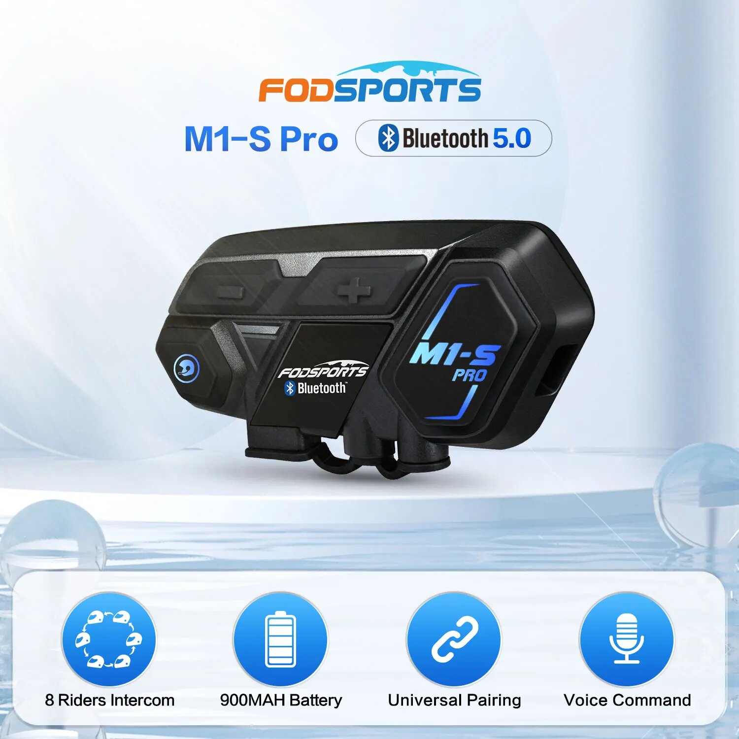 Fodsports M1-S Pro Интерком Мотоциклетный Шлем Bluetooth Гарнитура Водонепроницаемый BT Интерфон 8 Всадников 2000M