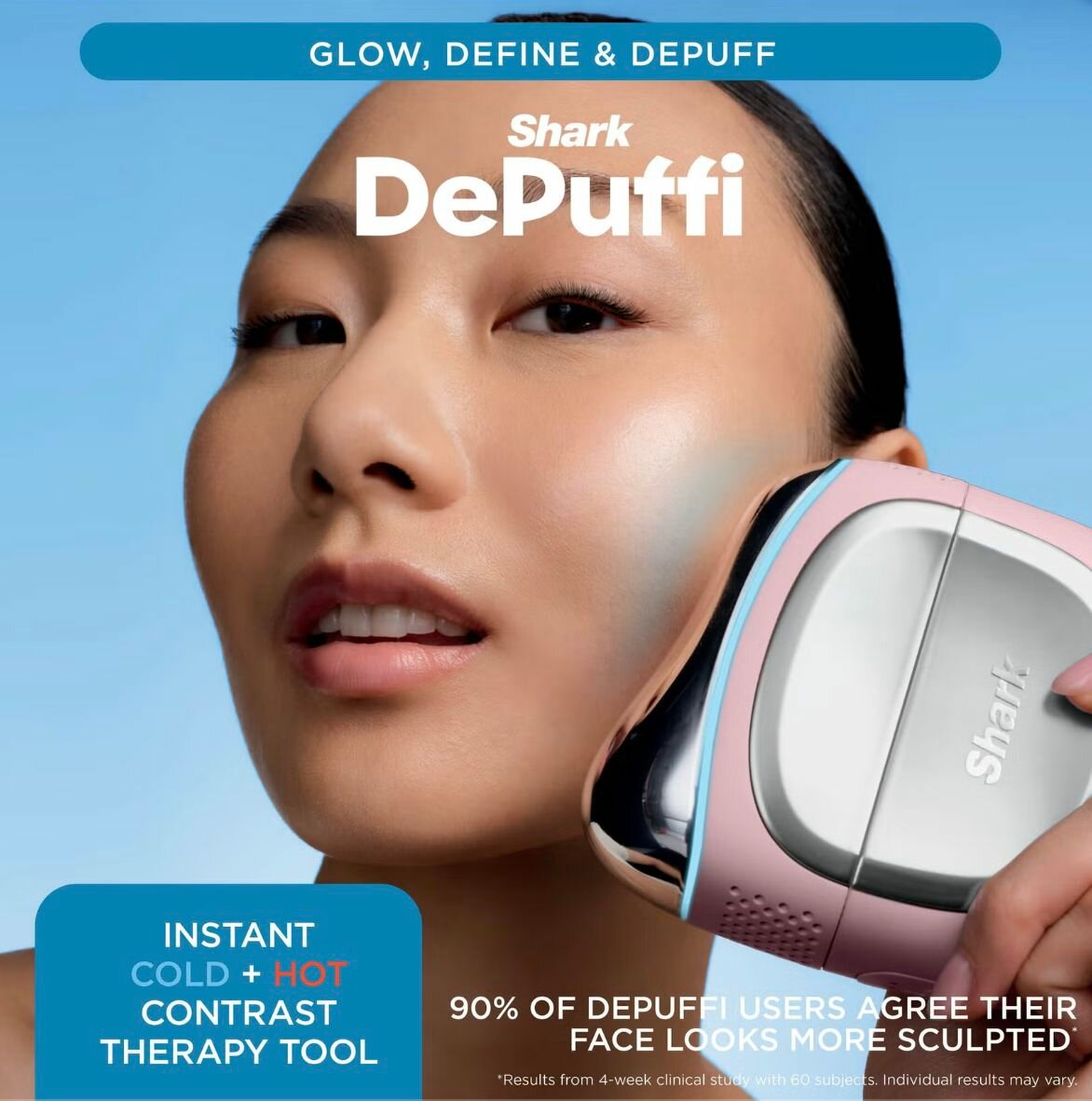 Косметологический гаджет для контрастной терапии Shark DePuffi в цвете Pink