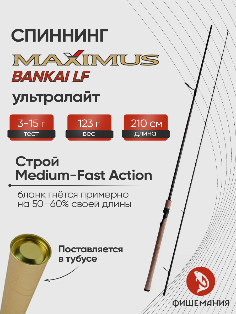 Спиннинг штекерный для рыбалки Maximus Bankai LF 21L 210 см тест 3-15 гр