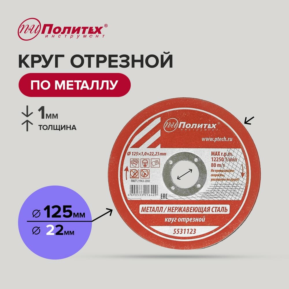 Круг отрезной по металлу Политех 5531123