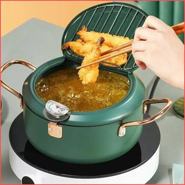 Фритюрница "Kitchen Enjoy", нержавеющая сталь, 20 см, зелёная