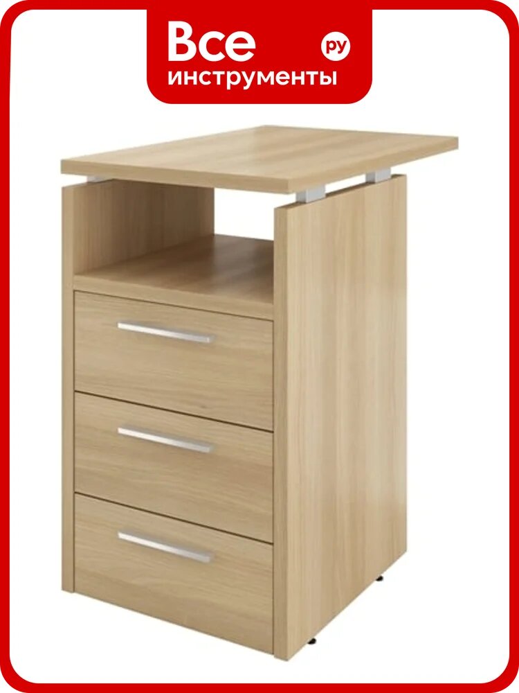 Тумба Монолит Дублин приставная (3 ящика с полкой и замком) 450x700x750 Акация лорка31 ДБ37. С31