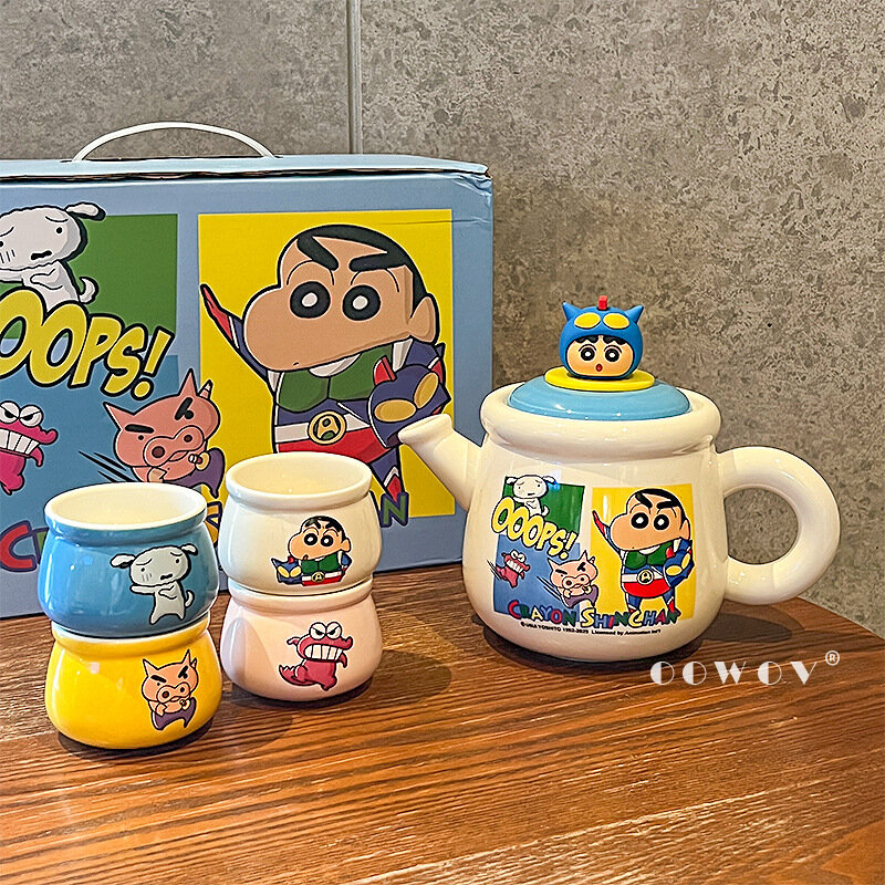 Керамический чайный сервиз Crayon Shin-chan, домашний чайник, чайная чашка, подарочный набор в коробке, подарок на новоселье, подарок на день рождения