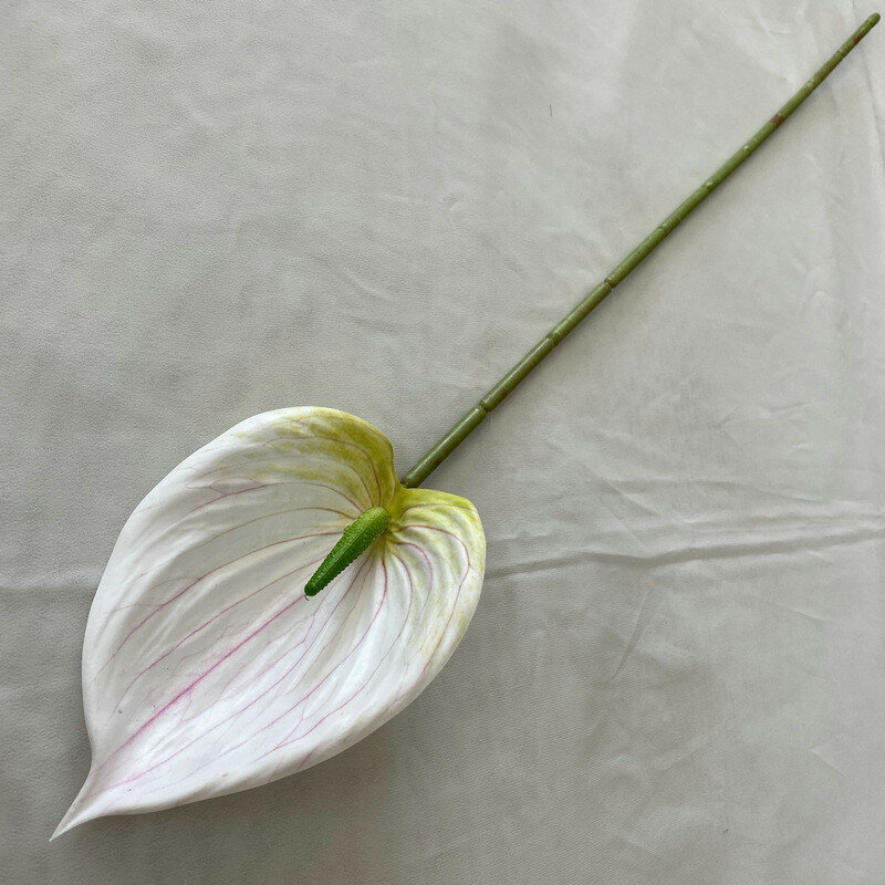 Искусственный антуриум декоративное украшение мягкий на ощупь для дома и офиса крем