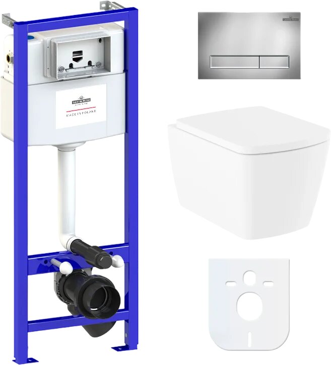 Комплект Lavinia Boho Унитаз подвесной Aveo Rimless 3306101R / Крышка-сиденье Aveo 33290600 с микролифтом / Инсталляция RelFix 38010010, Кнопка RelFix 3805001C хром