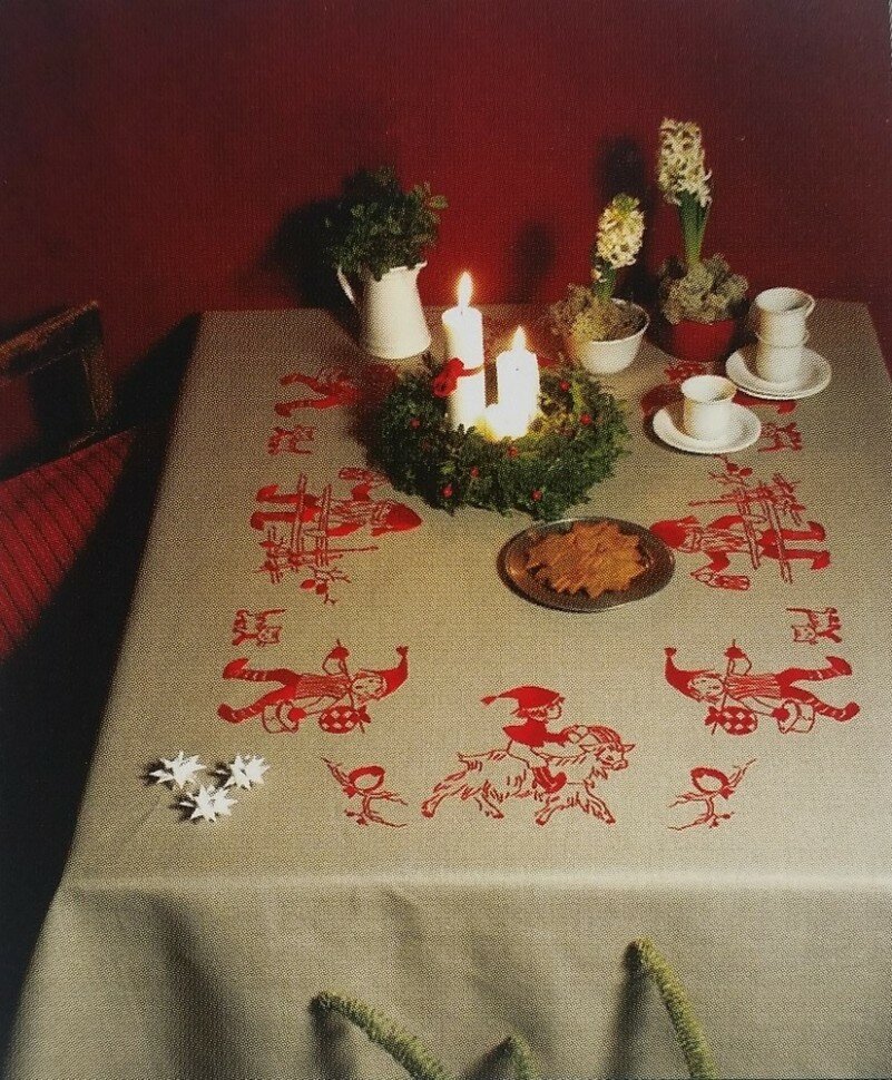 Набор для вышивания Anchor #04530 Скатерть "Санты по кругу", Гладь, 140 x 230 см