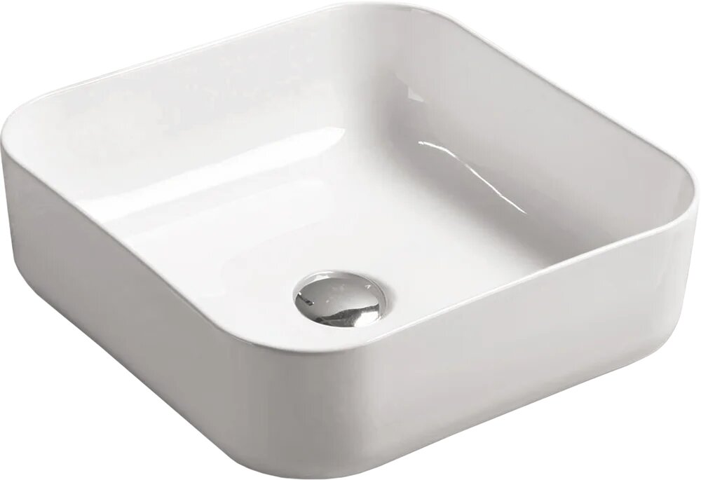 Накладная раковина SantiLine SL-1052 39 накладная, без отверстия под смеситель, фаянсовая, квадратная, раковина для ванной, белая