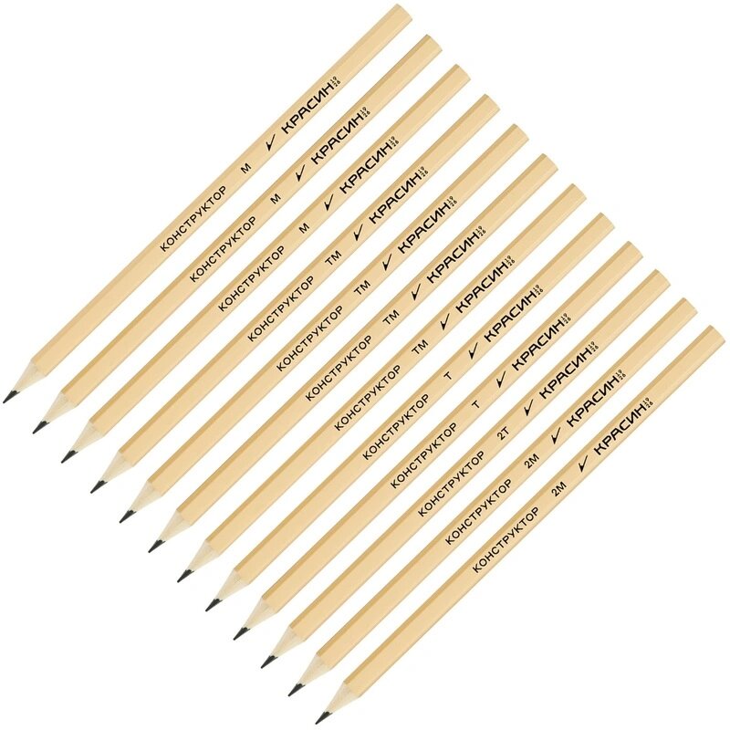 Набор чернографитных карандашей Конструктор 2H-2B(2Т-2М)6гр заточ12шт С-350