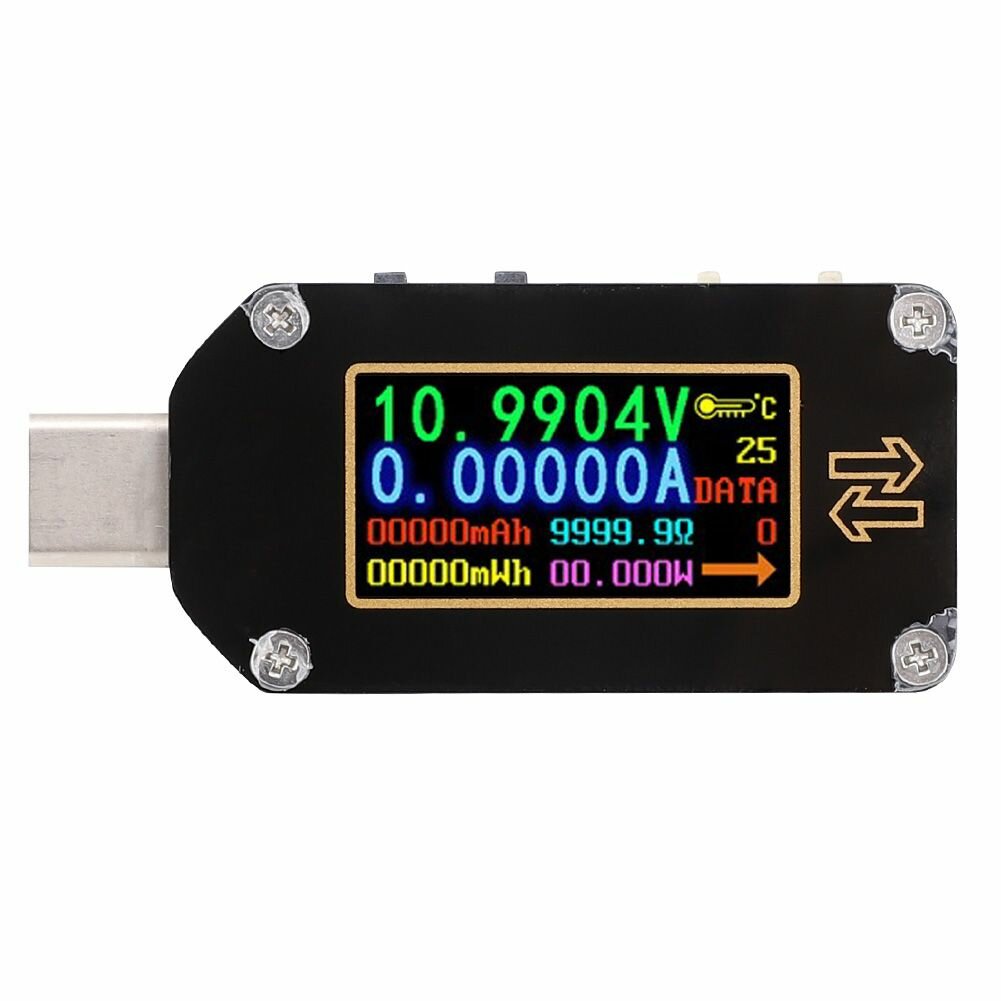 Цифровой ЖК-дисплей типа C, USB-тестер, измеритель напряжения и силы тока, мультиметр (TC66)