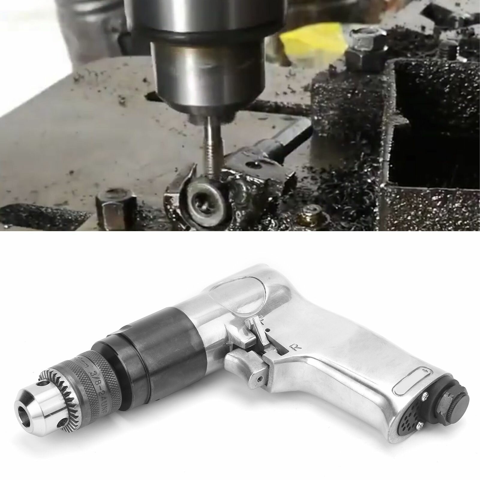 Воздушная дрель 3/8 дюйма, 2000 об/мин, переменная скорость вперед и назад, регулируемый сильный подшипник, ручная пневматическая дрель (европейский стиль)