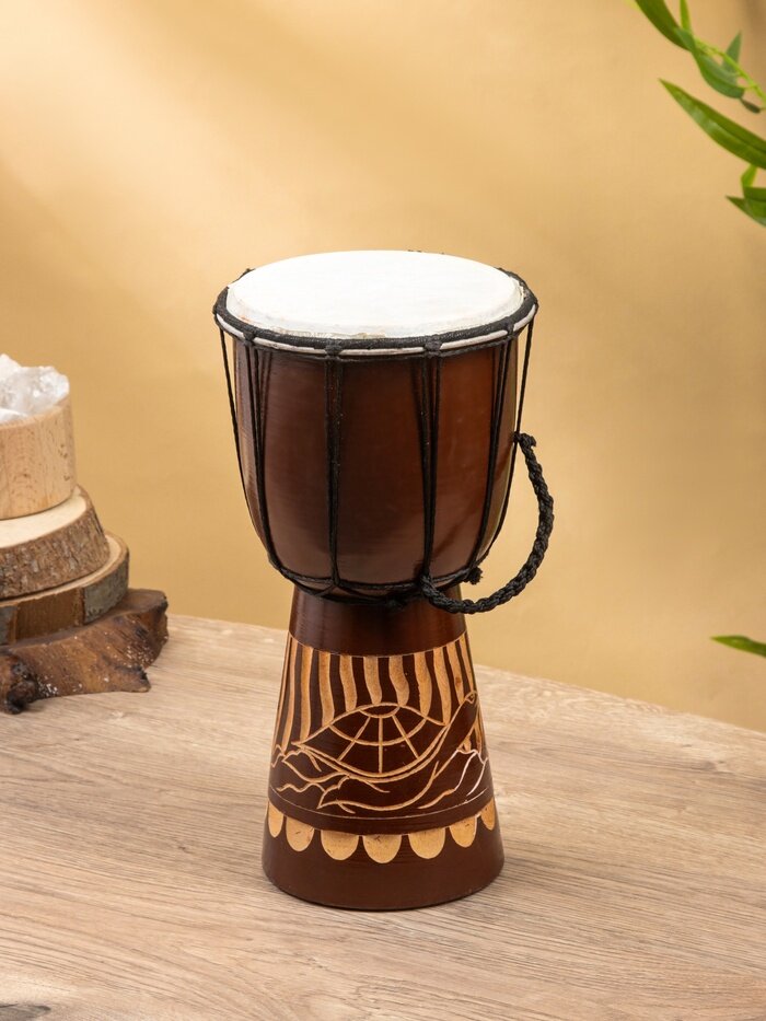 Сувенирный музыкальный инструмент «Барабан Джембе Узоры», 30×15×15 см, микс
