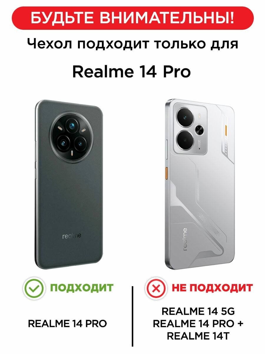 Чехол на Realme 14 Pro / Реалми 14 Про с принтом "Вишни и ленточки", прозрачный — фото 1