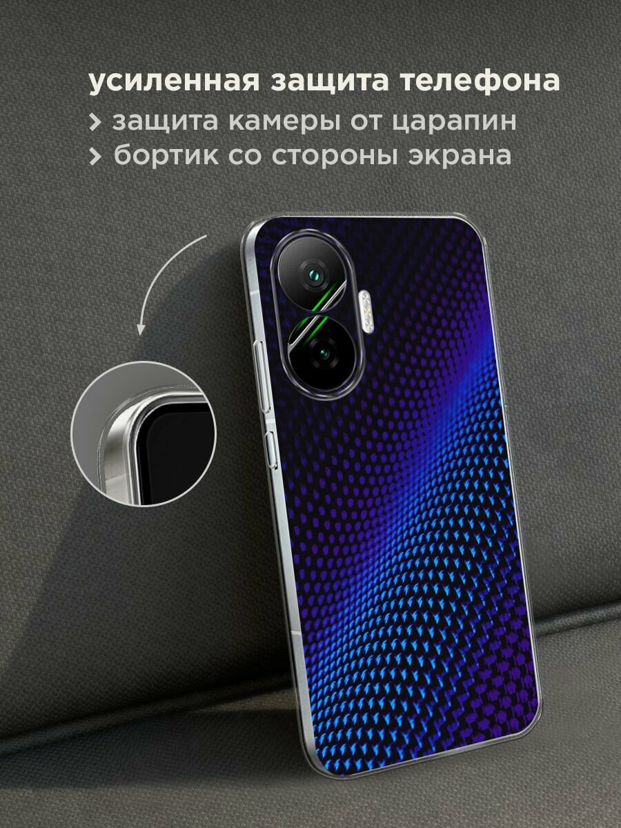 Силиконовый чехол на Poco F7 / Поко F7 с принтом "Синий карбон" — фото 1