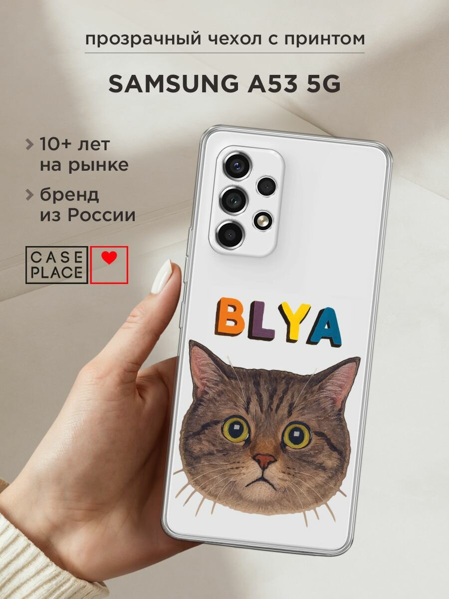 Чехол на Samsung Galaxy A53 / Самсунг Галакси А53 с принтом "Серый котик", прозрачный