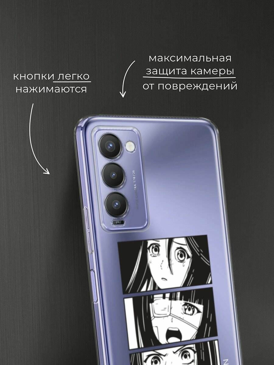 Чехол на Tecno Camon 18/18T / Текно Камон 18/18T с принтом "Tokyo girls", прозрачный — фото 1