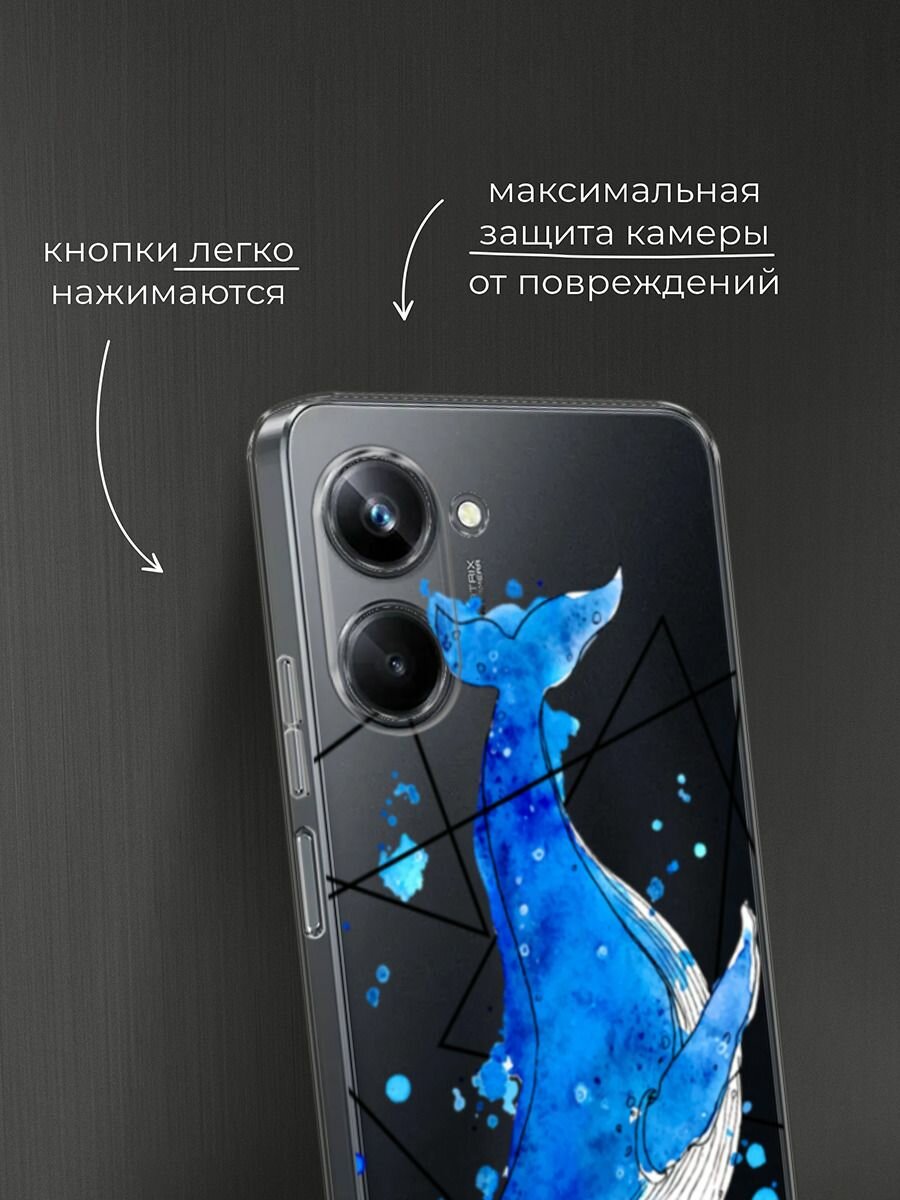 Чехол на Realme 10 Pro / Реалми 10 Про с принтом "Кит графика", прозрачный — фото 1
