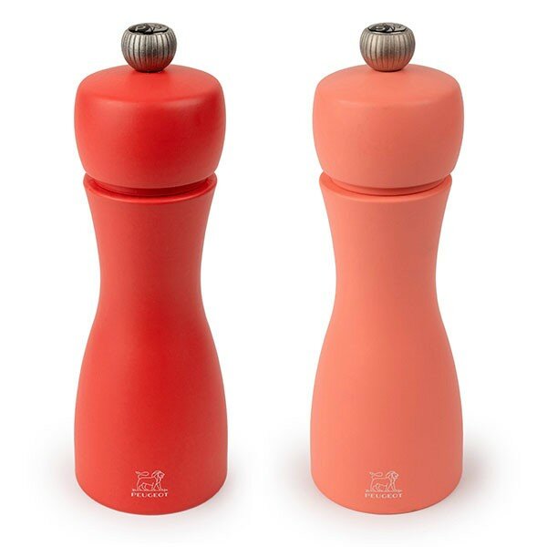 Набор мельниц для специй «Таити», 2 шт, бук, нержавеющая сталь, 15 cм, красный, персиковый (Peugeot)