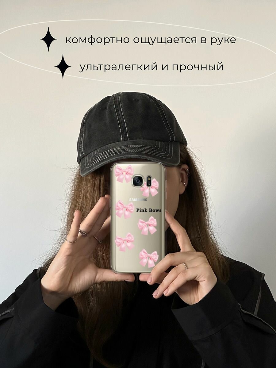 Чехол на Samsung Galaxy S7 / Самсунг Галакси С 7 с принтом "Pink Bows", прозрачный — фото 1