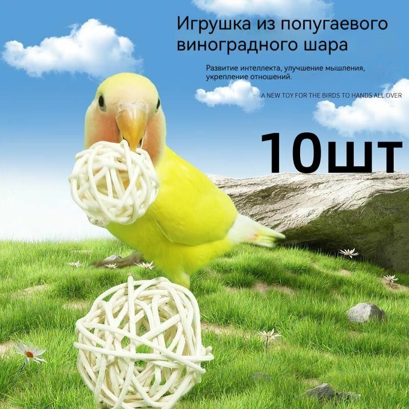 Эксклюзивные плетеные шарики из ротанга для игр попугая, набор 10 штук