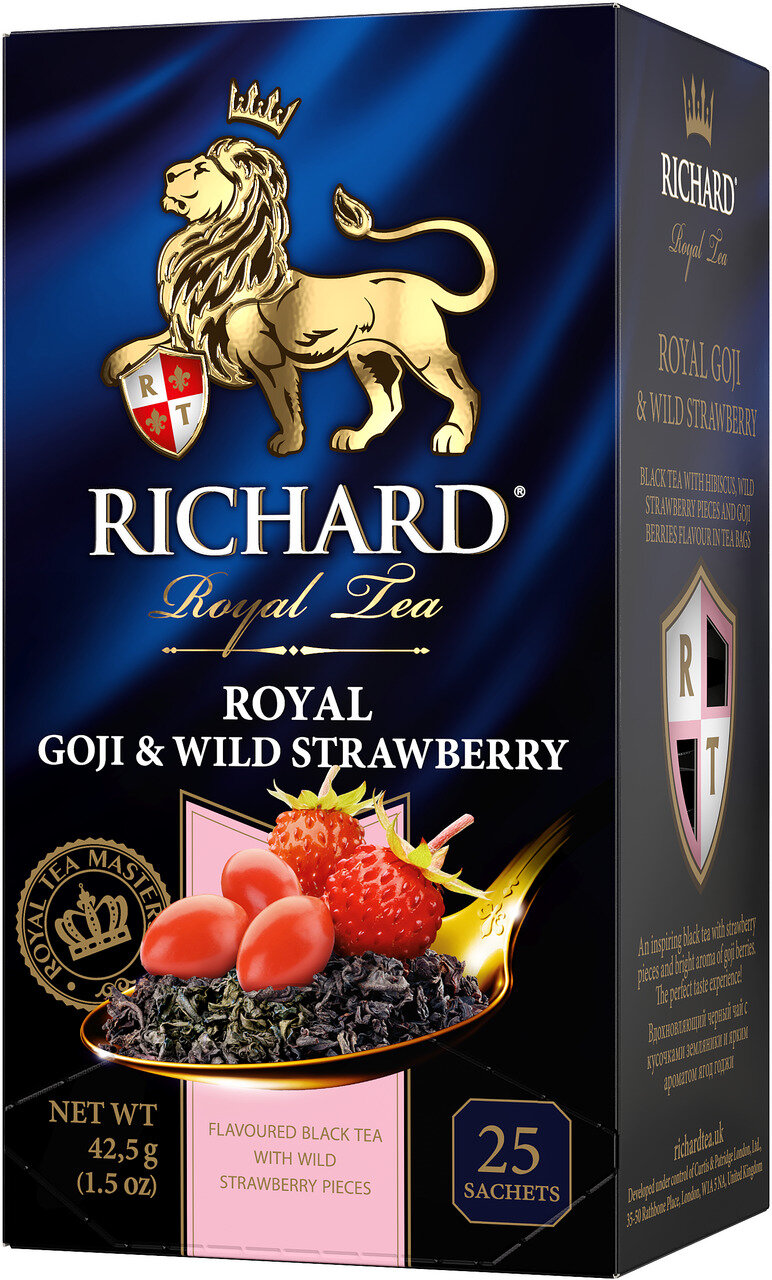 Чай черный RICHARD Royal Goji&Wild Strawberry арома, 25пак x 5 упаковок