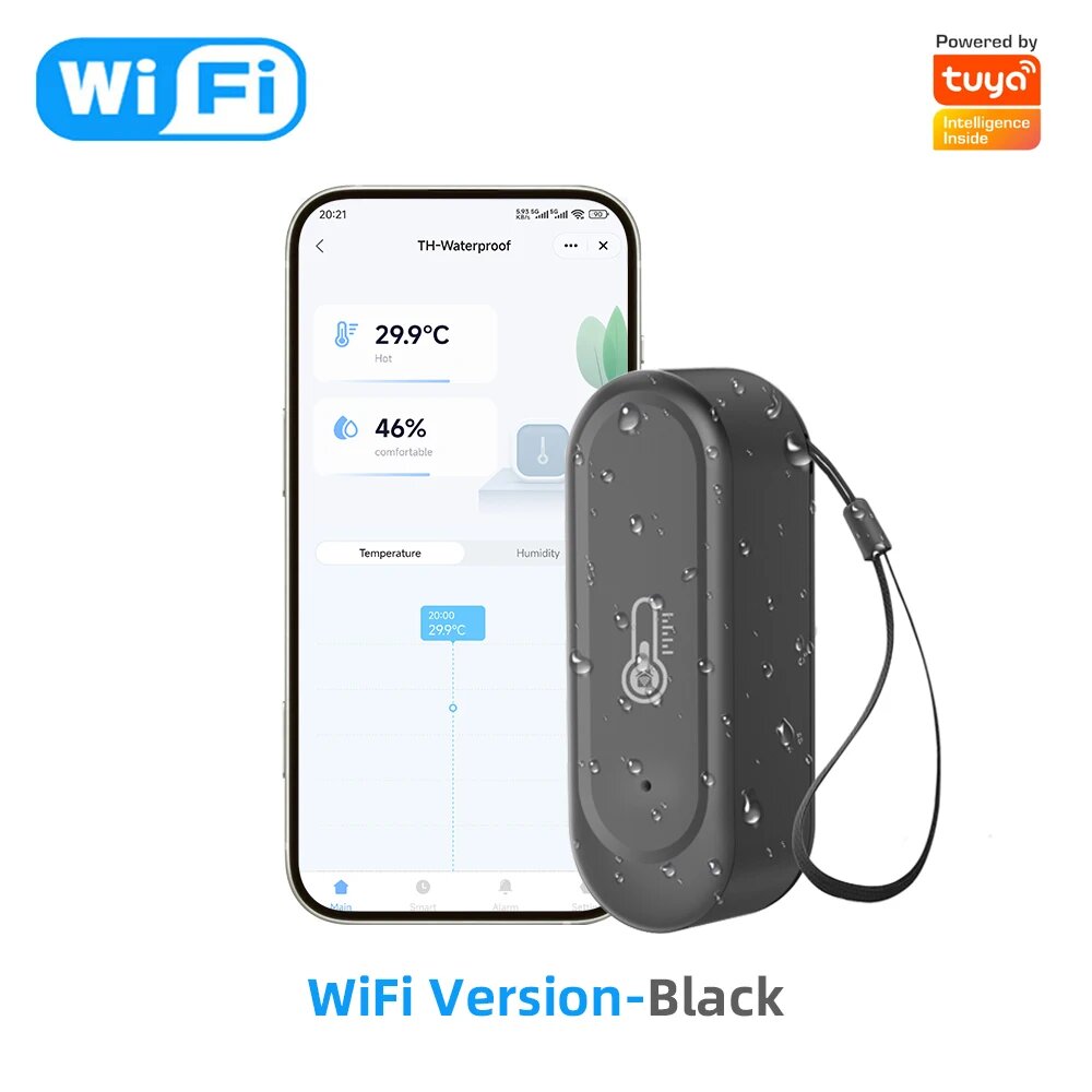 Датчик температуры и влажности Aessy Wi-Fi/Zigbee Black WiFi