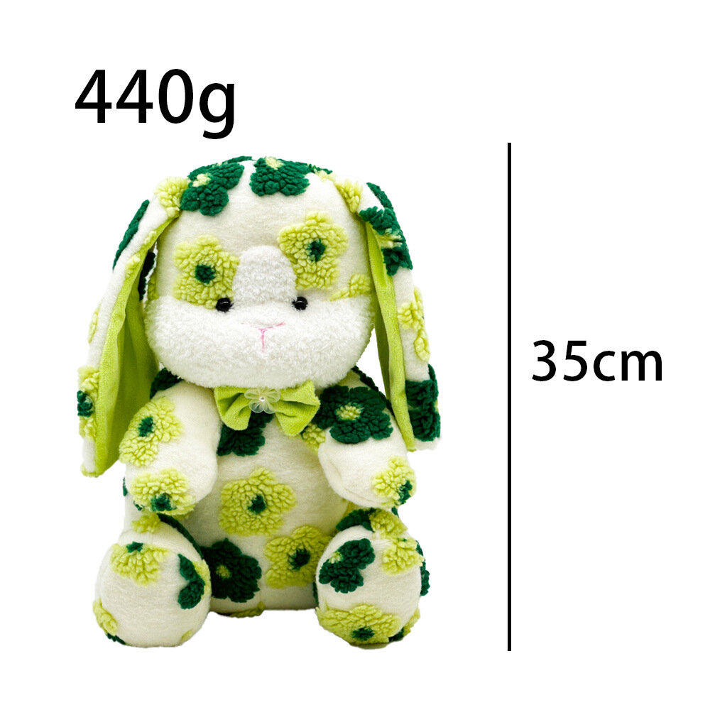 Плюшевый зайчик с лентами, медвежонок в шахматном порядке, разноцветная плюшевая игрушка-кролик.