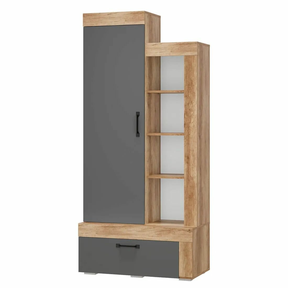 Шкаф многофункциональный "Прима" ШК-18 графит/дуб каньон (Мебелони)