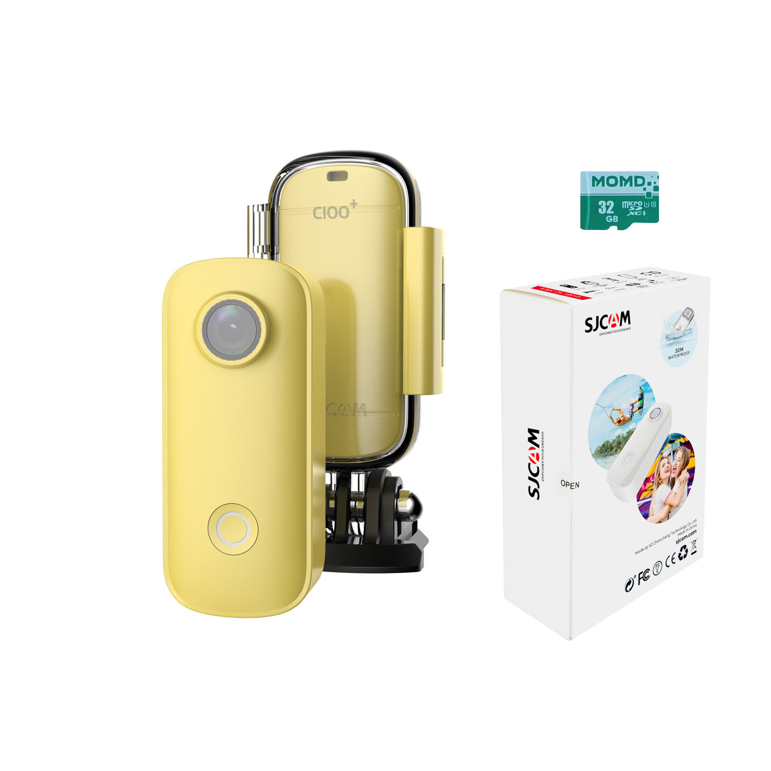 Экшн-камеры SJCAM, 32g yellow, высокое качество видео, компактный размер, идеальны для активного отдыха