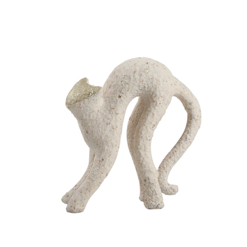 Кошка белая статуэтка декоративная кот с хвостом в скандинавском стиле