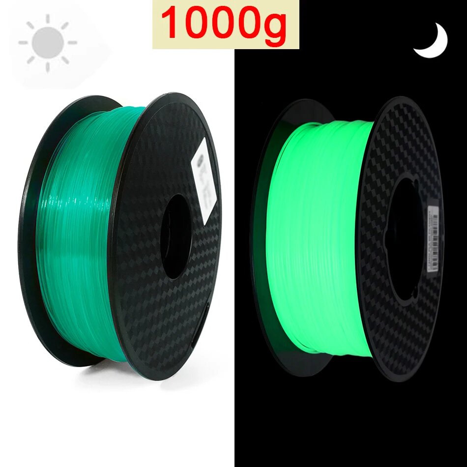 Светящаяся нить PETG 1 кг 1,75 мм, светящаяся в темноте нить PETG, высококачественная 3D-печать, пластиковые материалы, светящаяся нить PETG