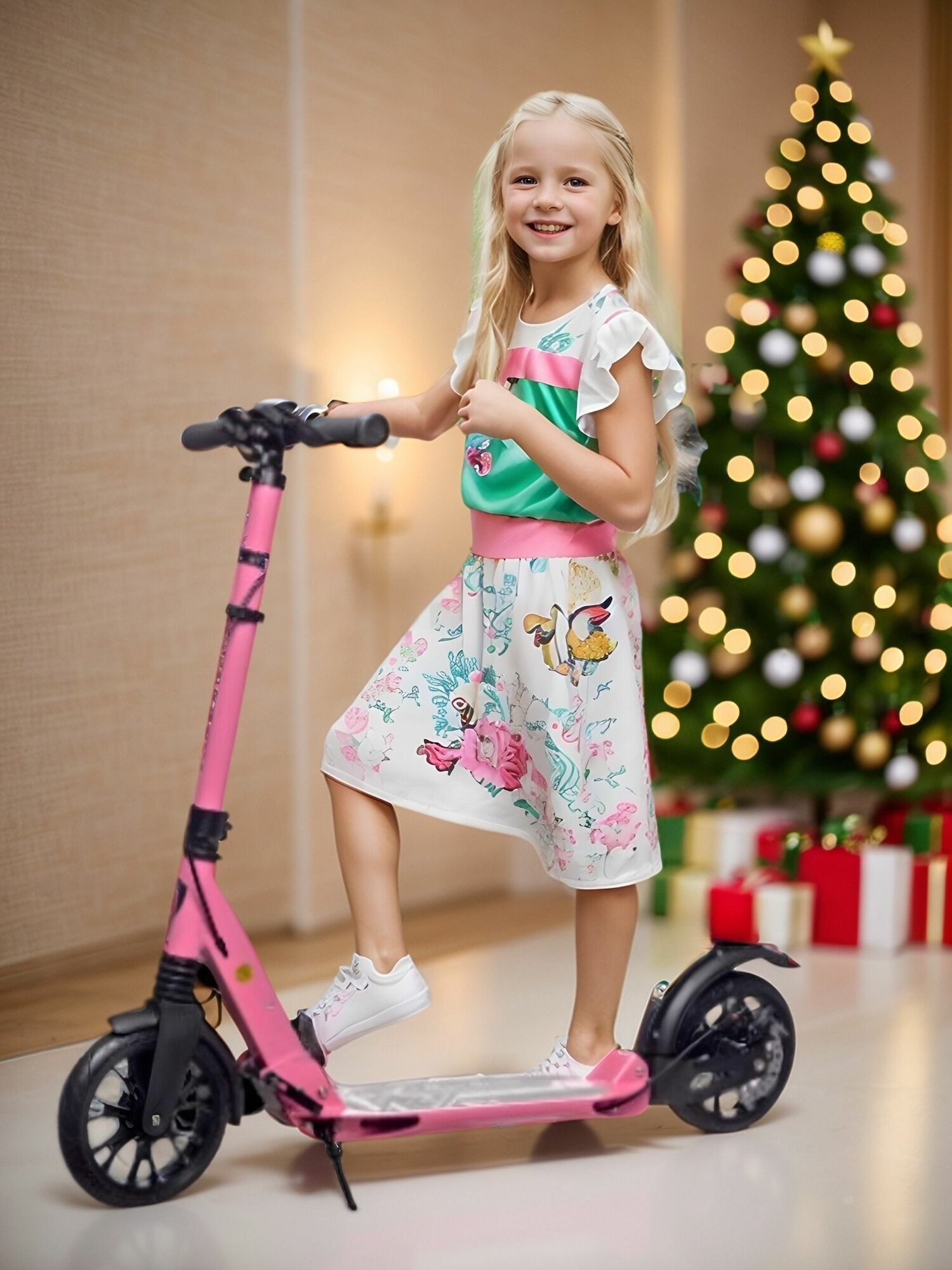 Самокат Urban Scooter Disc Lady Rose, (2025), с дисковым тормозом, складной, городской, двухколесный