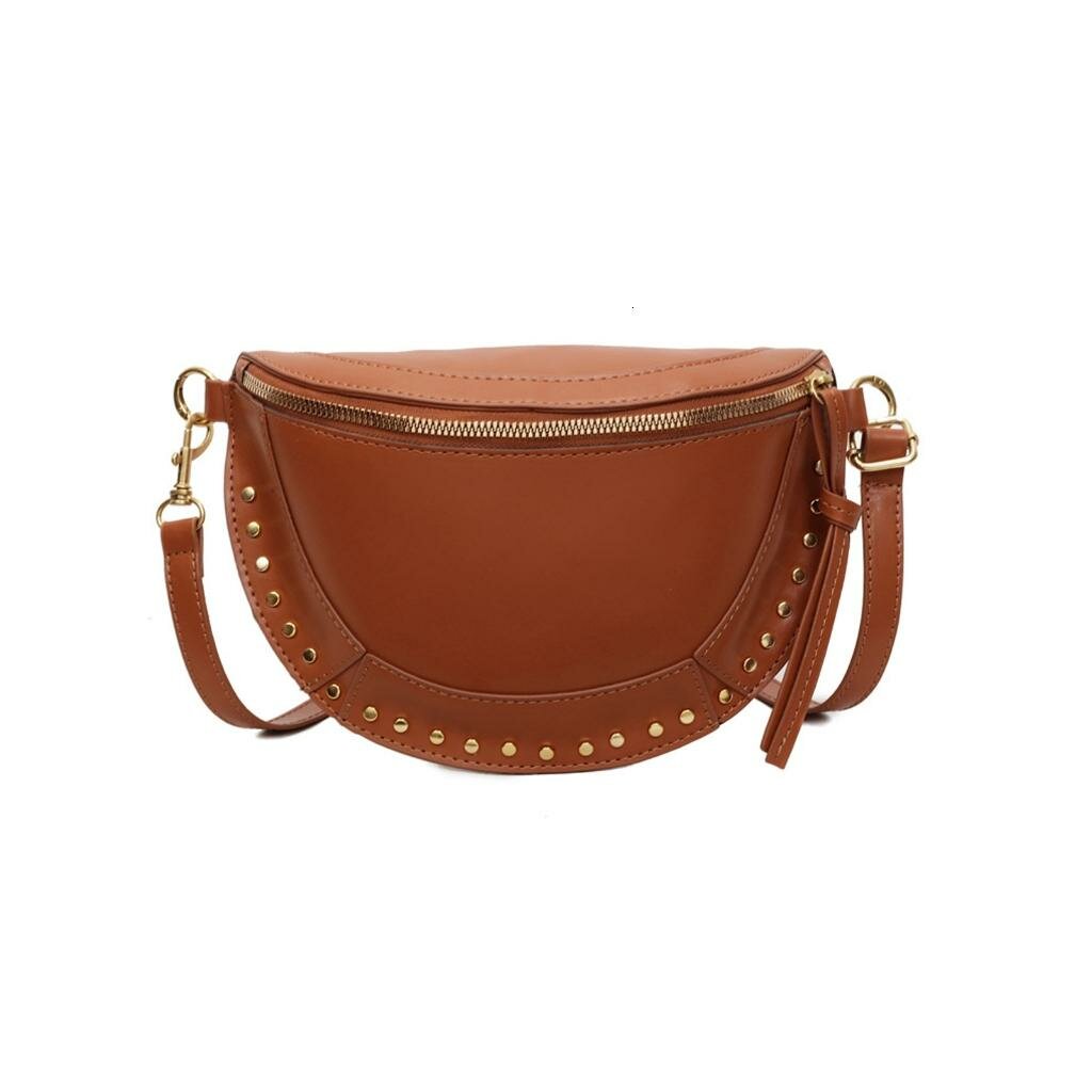 Индивидуальная сумка-мессенджер через плечо с заклепками-коричневый