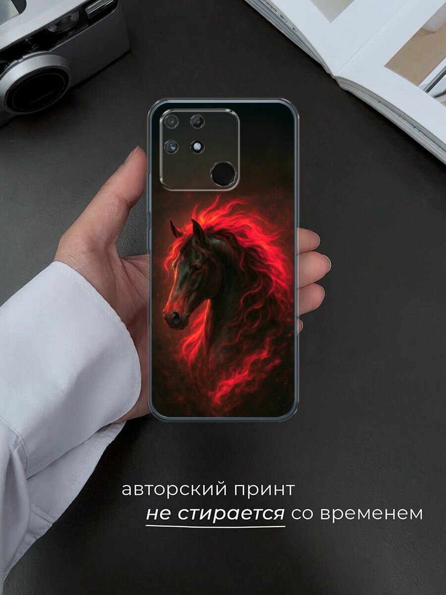 Чехол на Realme Narzo 50A / Реалми Нарзо 50A с принтом Конь и грива — фото 1