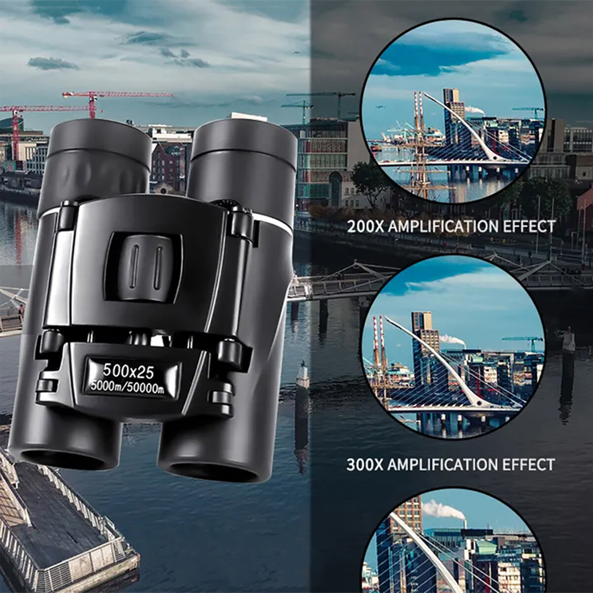 Тактический HD бинокль 500x25, профессиональный BAK4, FMC, 5000 м/50000 м