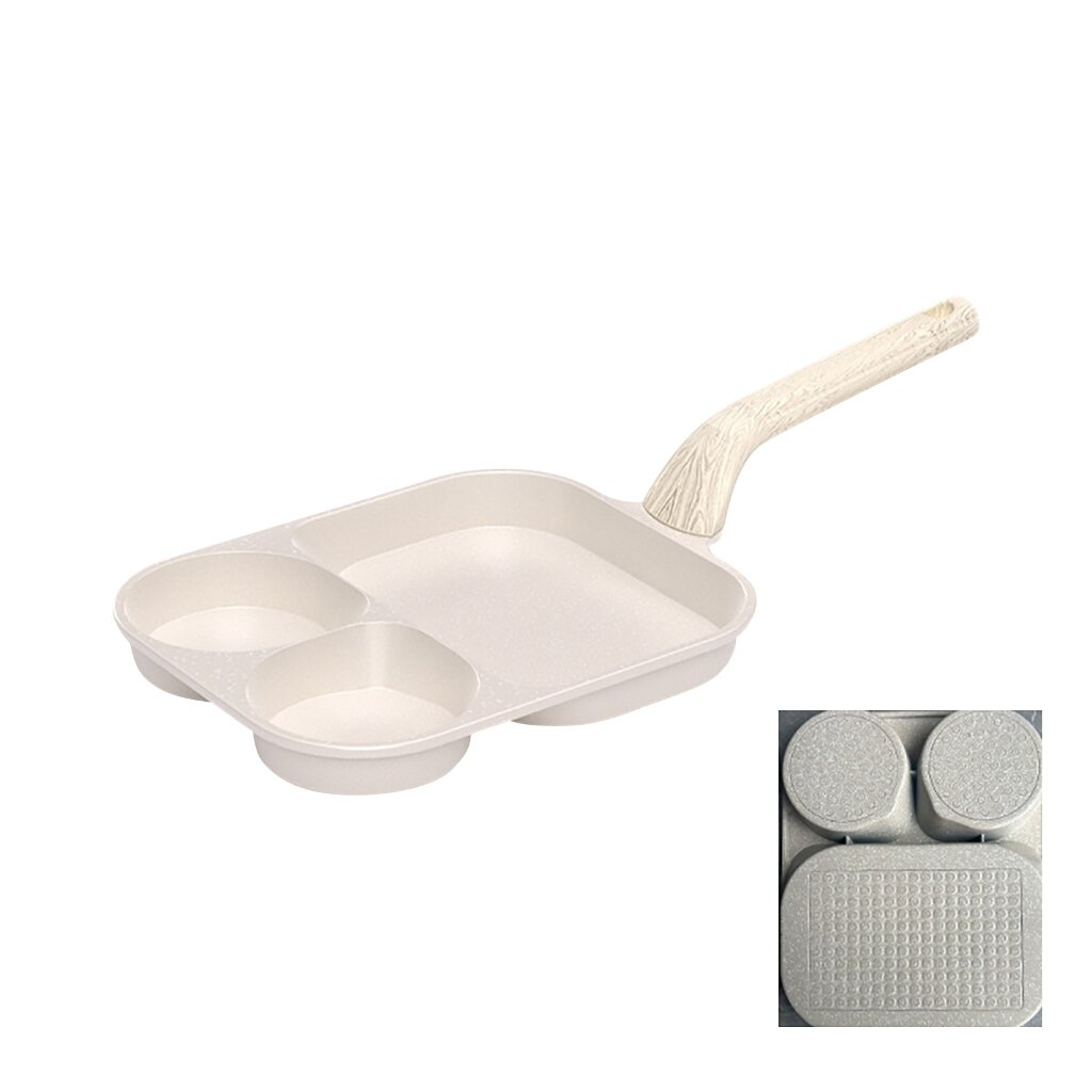 Глобальная тройная жарочная поверхность для завтрака с антипригарным покрытием, эргономичная ручка для подачи воздуха, подходит для использования в духовках из алюминиевого сплава.