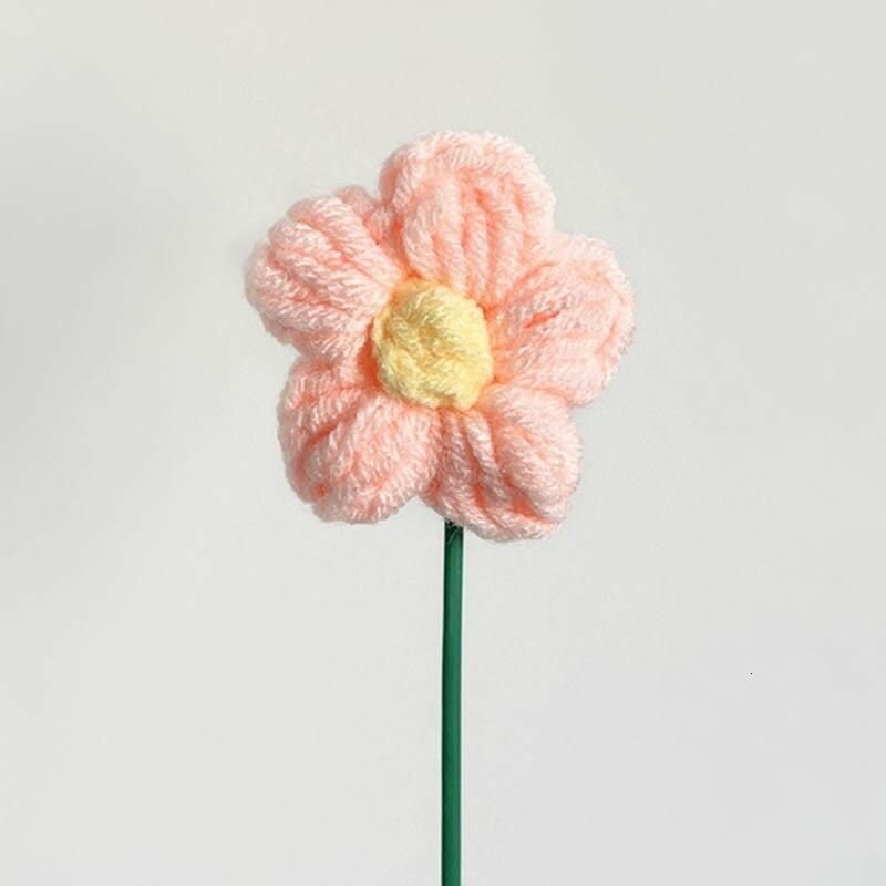 Простой букет из слоеных цветов, связанный вручную крючком, 5шт-светло-розовый