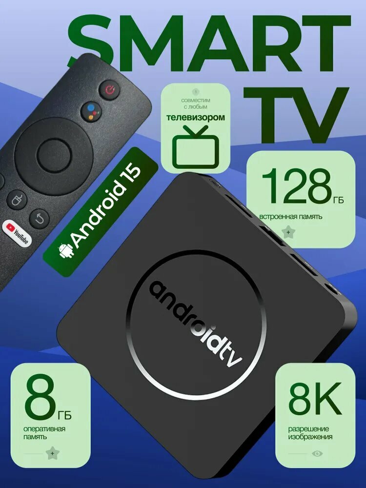 Медиаплеер Android, 6 ГБ/128ГБ, Wi-Fi, черный матовый, черный