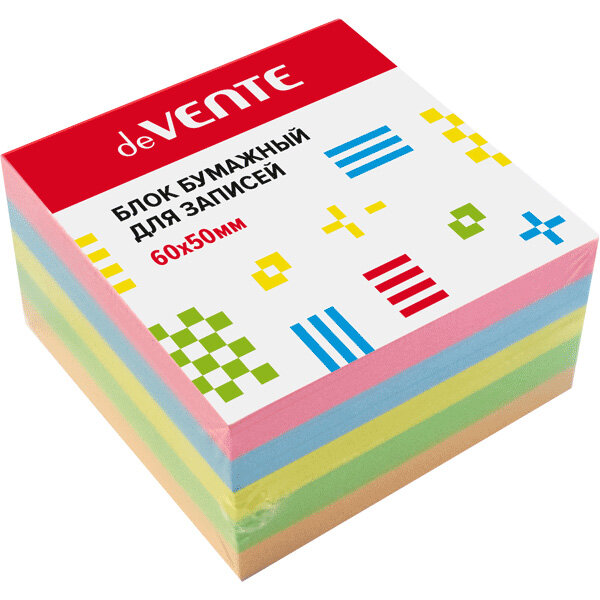 Блок бумаги "deVente" 6*5*4см, 5 пастельных цветов, плотность 80г/м, 4 штуки