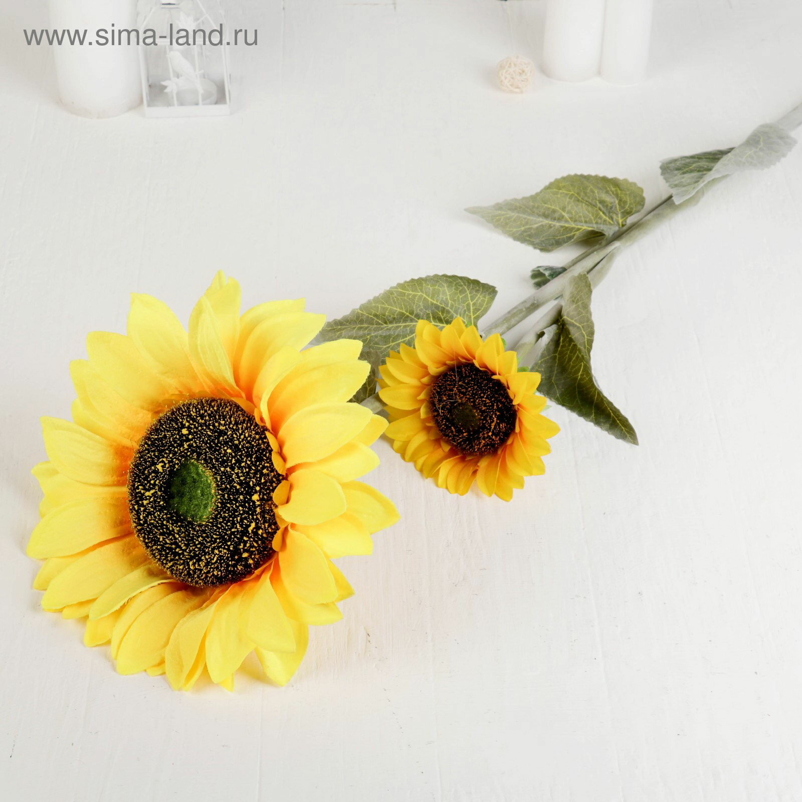 Цветы искусственные "Подсолнух, три бутона", 26x115 см, вид: подсолнечник